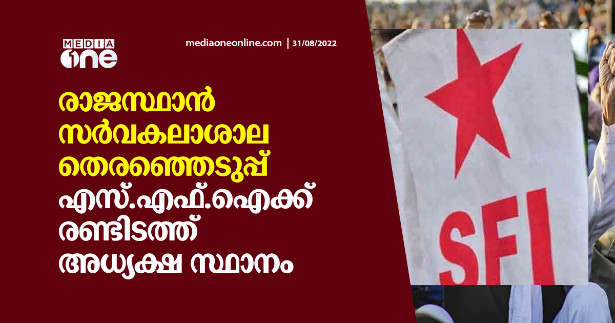 രാജസ്ഥാന്‍ സര്‍വകലാശാല തെരഞ്ഞെടുപ്പ്: എസ്.എഫ്.ഐക്ക് രണ്ടിടത്ത് അധ്യക്ഷ ...