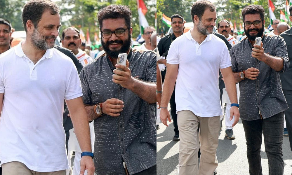 രാഹുലിനൊപ്പം സെല്‍ഫി, ഭാരത് ജോഡോ യാത്രയുടെ ഭാഗമായി നടന്‍ വിനു മോഹന് ...